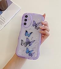 Amazon.com: UEEBAI Wave Frame Clear Case for Samsung Galaxy A15 4G/5G Curly Clear Phone Case ...