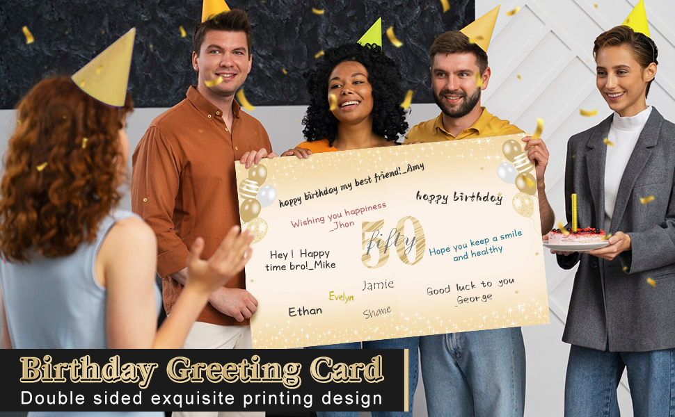 Amazon.com : Turypaty Large 50th Birthday Card With Envelope for Men Women, 1975 Black Gold ...