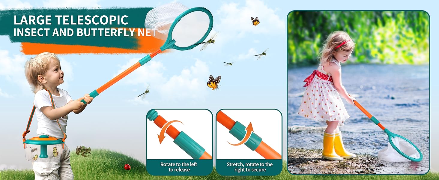 Amazon.com: PUPU PIG Bug Catcher for Kids Outdoors Toys, Bug Catching Kit with Butterfly Net ...