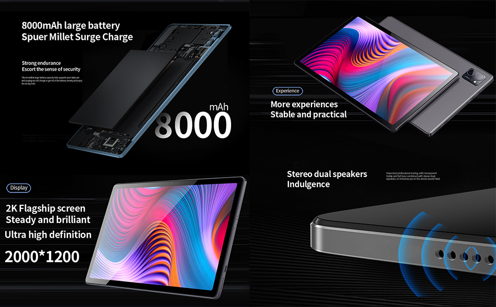 Janazan Tablet P98 Pad 128GB 8GB RAM Octa-Core, Tela IPS de 10,36'' 2K Dual SIM, Câmera Frontal ...