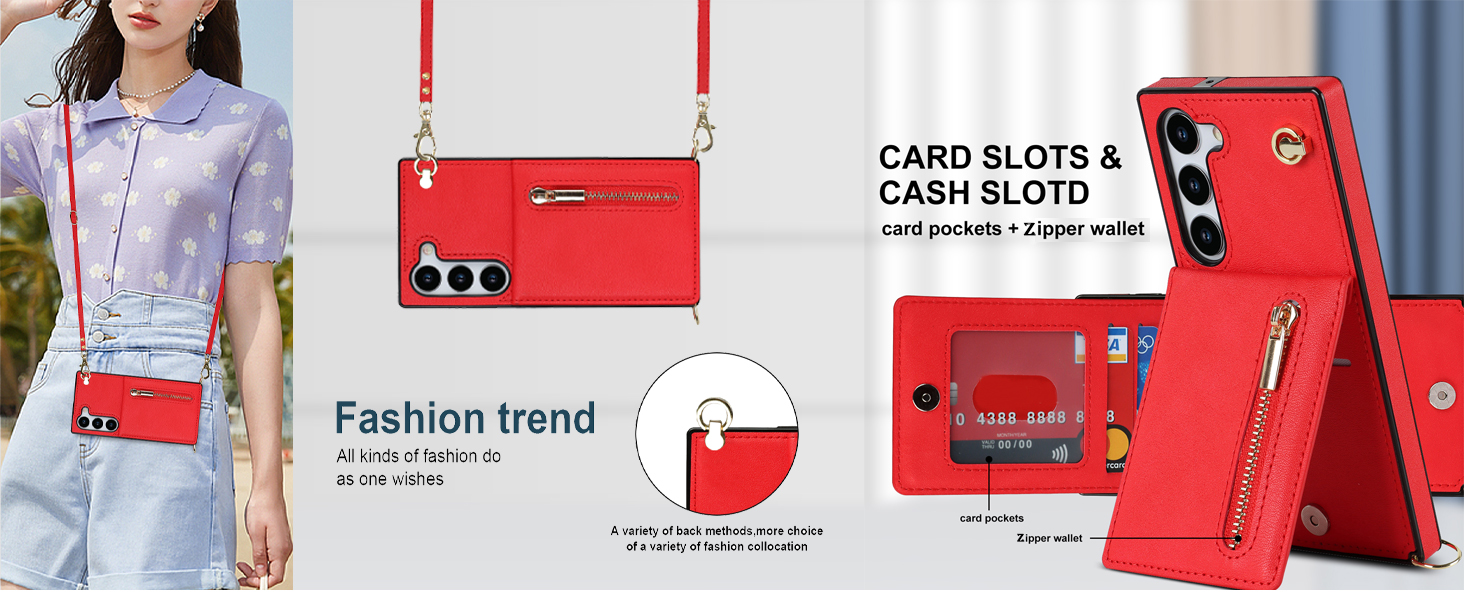 Amazon.com: Ephoou Crossbody Wallet Case for Samsung Galaxy S22 Plus, PU Leather Purse Cover ...