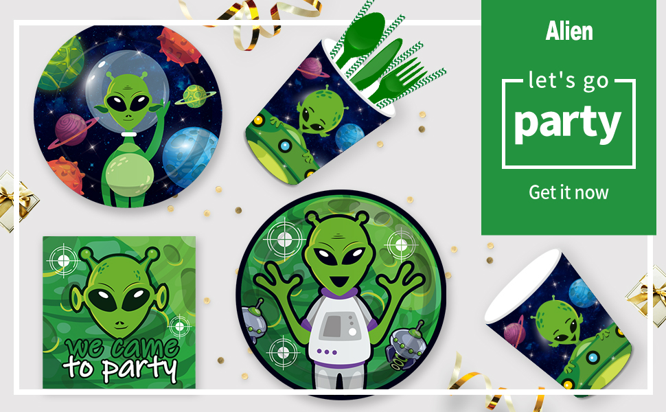 Amazon.com: CC HOME Alien Party Themed Party Supplies Pack Little Alien ...