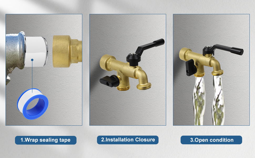 Amazon.com: Double Outdoor Faucet, Outside Tap Garden Water Faucet Wall Mounted 3/4 inch NPT ...