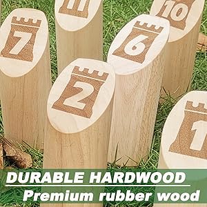 Kubb Smite Numbers Tossing Game with Hardwood Pins Viking Throwing Games Outdoor Family Set ...