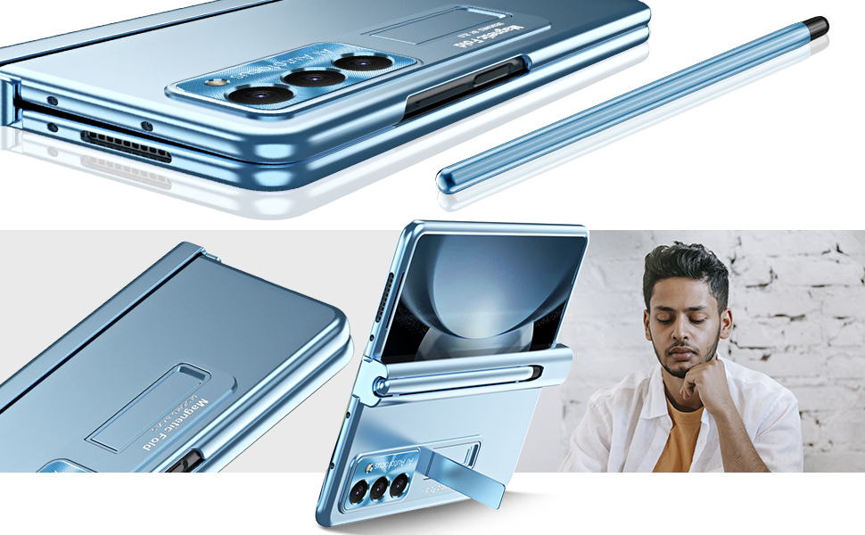 Miimall Kompatibel mit Samsung Galaxy Z Fold 5 Hülle mit S Pen+Displayschutz+Kameraschutz ...