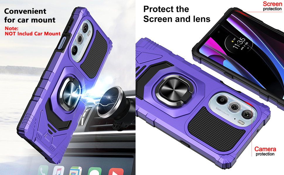 Amazon.com: for Motorola Moto Edge Plus 2022 Case with Kickstand Ring Magnetic Holder Military ...