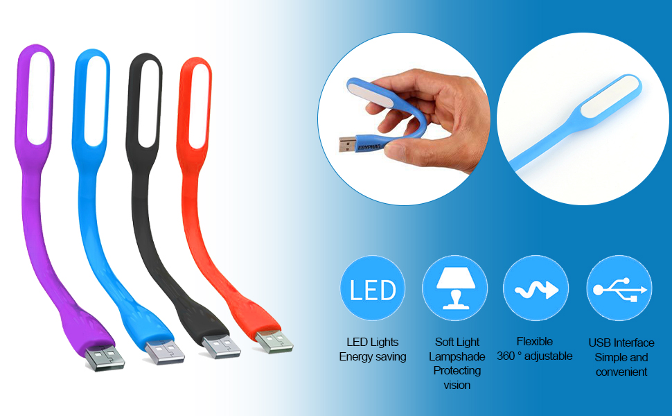 KARELLS LED Flexible USB Lampe, 4 Pièces Lampe Ordinateur Portable, Mini Lumière USB Flexible ...