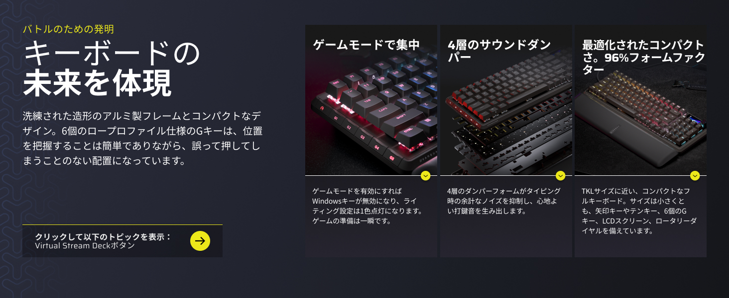 Amazon.co.jp: CORSAIR VANGUARD 96 PRO Wired Gaming Keyboard 96% ...