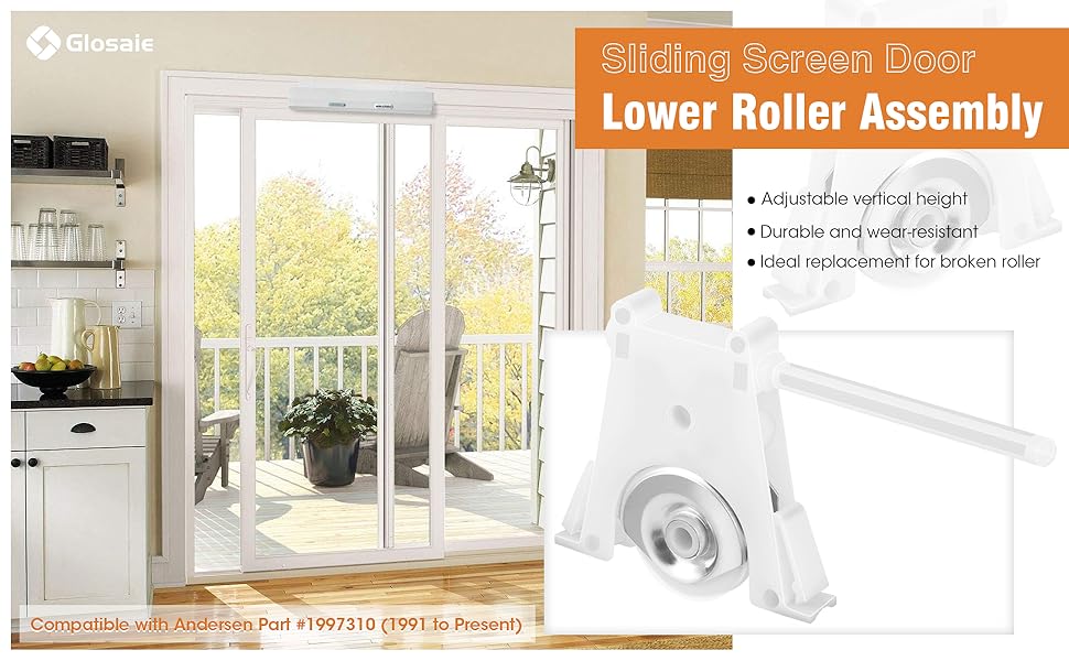 2 Pack Sliding Screen Door Lower Roller Assembly, Compatible with Andersen Part #1997310 (1991 ...