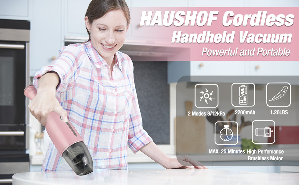 Amazon.com - HAUSHOF Handheld Vacuum, Cordless Car Vacuum Cleaner ...