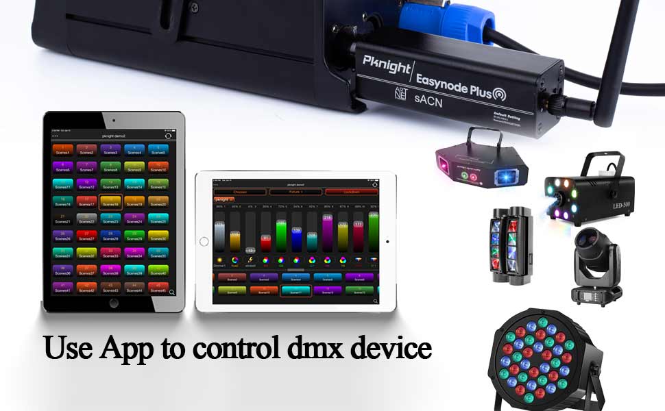 Amazon.com: Pknight 2.4G Wireless WiFi DMX Easynode Plus 3 Pin Mini DMX Controller with App WIFI ...