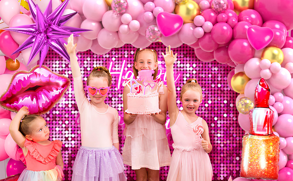 Amazon.com: Winrayk Hot Pink Birthday Party Decorations for Girls Women Pink Balloon Garland ...