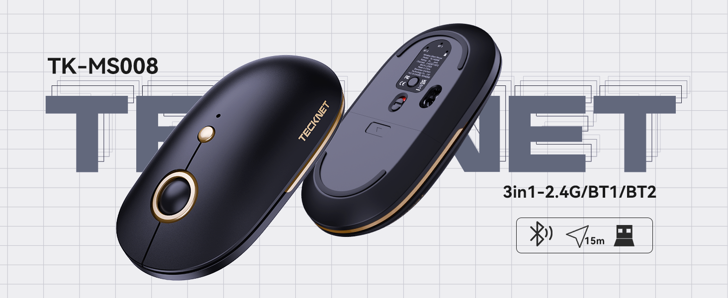 TECKNET Souris Bluetooth sans Fil (Tri-Mode BT 5.0/3.0 + 2.4G),Silencieuse Souris sans Fil avec ...