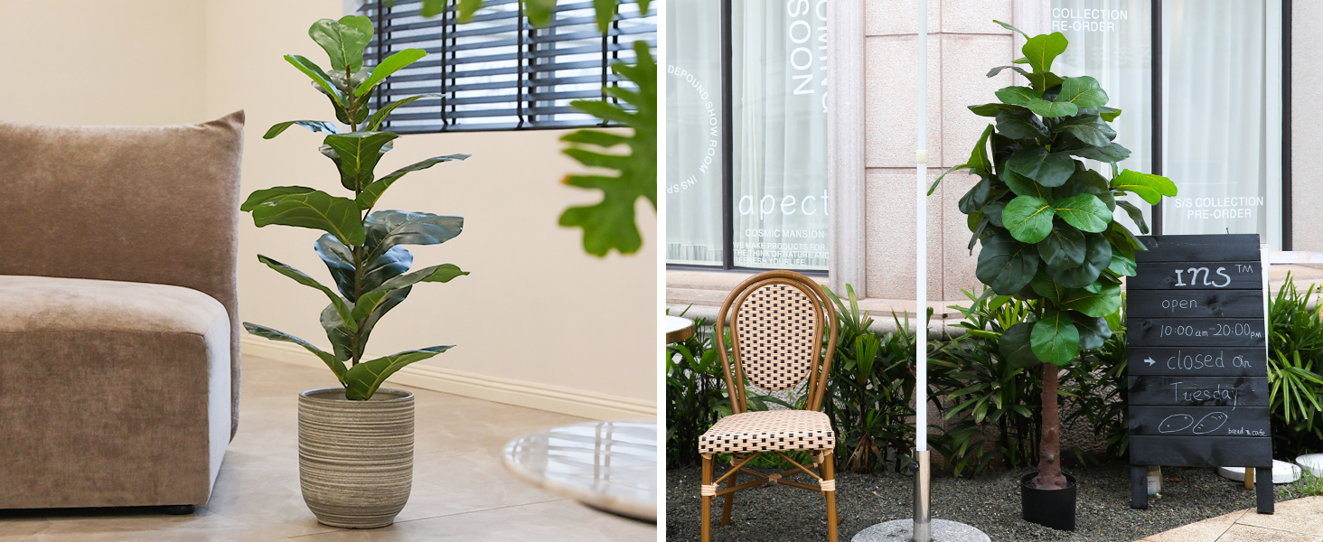 Amazon.com: LUWENER 6ft Artificial Fiddle Leaf Fig Tree Plant,Fake Ficus Lyrata in Pot,Ficus ...