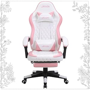 Amazon.co.jp: JKOOK ゲーミングチェア オットマン付き 多機能 連動ひじ掛け ゲーム用 デスクチェア 男女兼用 学習椅子 PUレザー JK08 (ピンク) : ホーム＆キッチン
