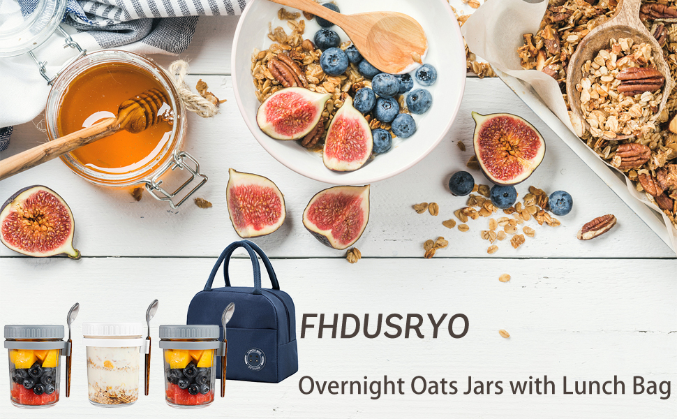 Amazon.com: FHDUSRYO 3PCS Overnight Oats Containers with Lids and Spoon, 10oz Overnight Oats ...
