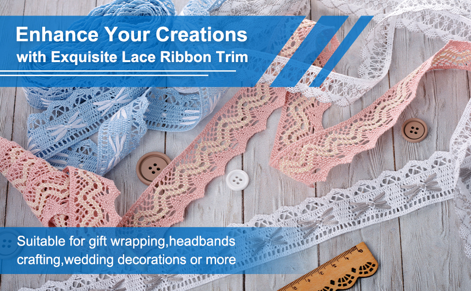 Amazon.com: MECCANIXITY Lace Ribbon 5 Yards 7 Inch Lace Flower Trim for ...