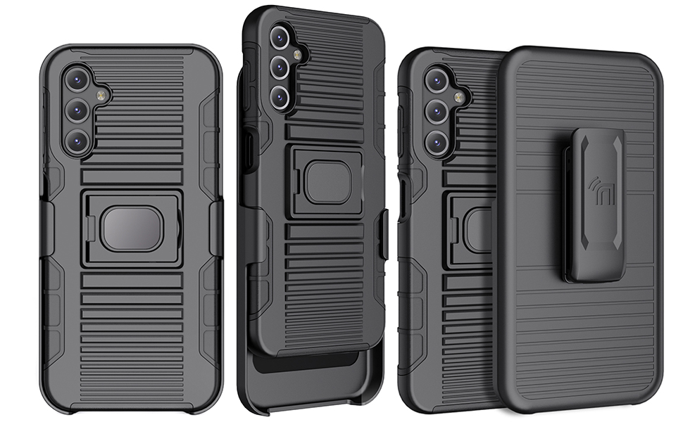 Amazon.com: Case with Clip for Galaxy A14 5G (2023), Nakedcellphone Rugged Ring Grip Cover with ...