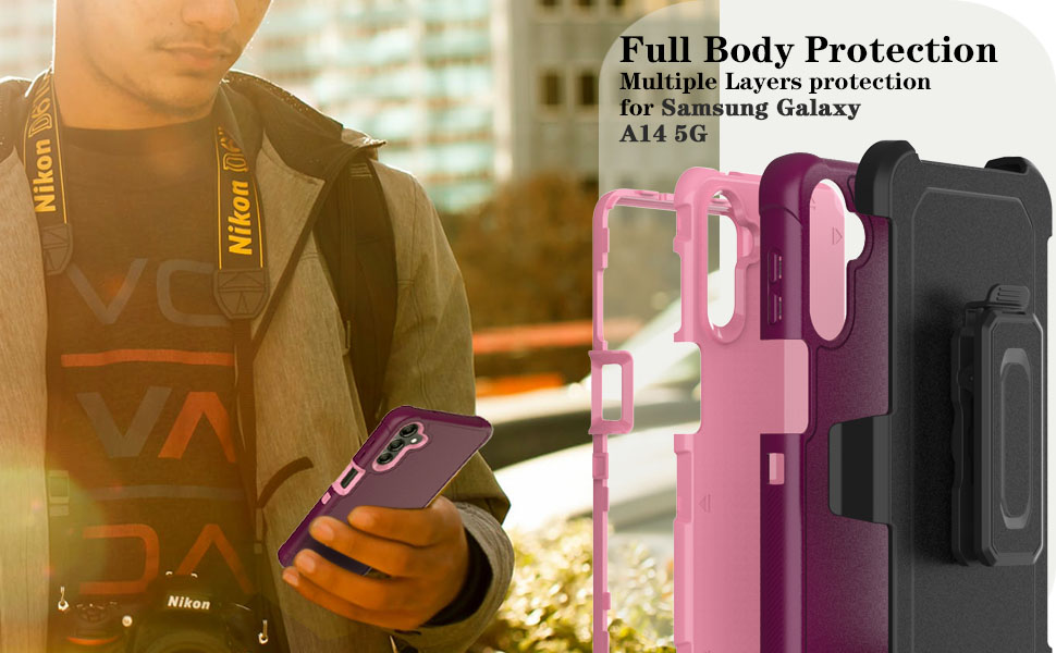 Amazon.com: lovpec for Samsung Galaxy A14 5G Phone Case with 2 Pack Tempered Glass Screen ...