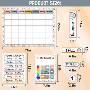 Amazon.com : Boho Rainbow Calendar Bulletin Board Set with Seasons ...