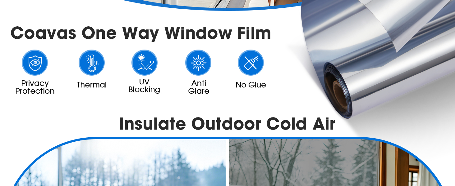 Amazon.com: Coavas One Way Privacy Window Film,Reflective Home Glass Mirror Tint See Out Not in ...