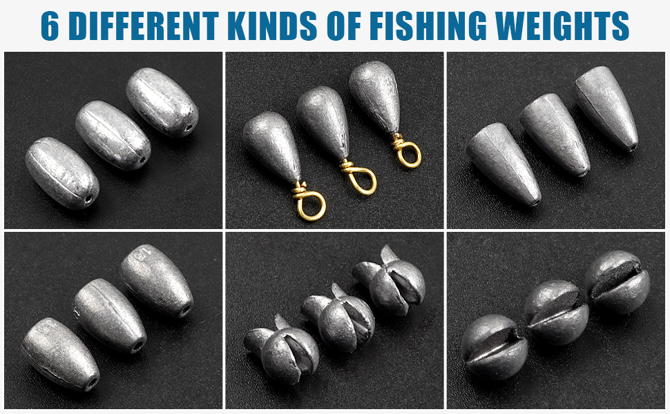 Amazon.com : Fishing Weights Sinkers Kit, 90pcs Assorted Split Shot Fishing Weights Bullet ...