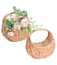 Amazon.com: 2 PCS Rattan Flower Baskets Half Moon Wicker Basket Willow ...
