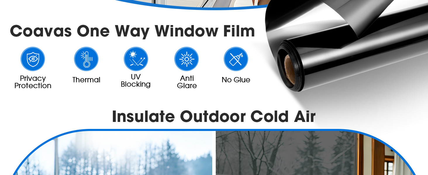 Amazon.com: Coavas One Way Privacy Window Film,Reflective Home Glass Mirror Tint See Out Not in ...