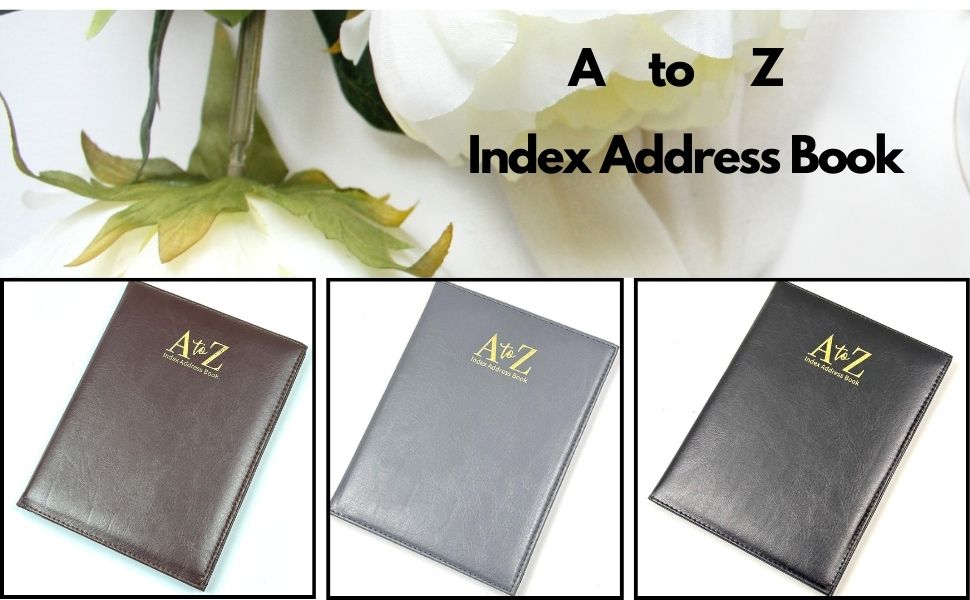 Large Index Address Book Leather Look Cover Executive Padded Notebook A-Z Organiser Telephone ...