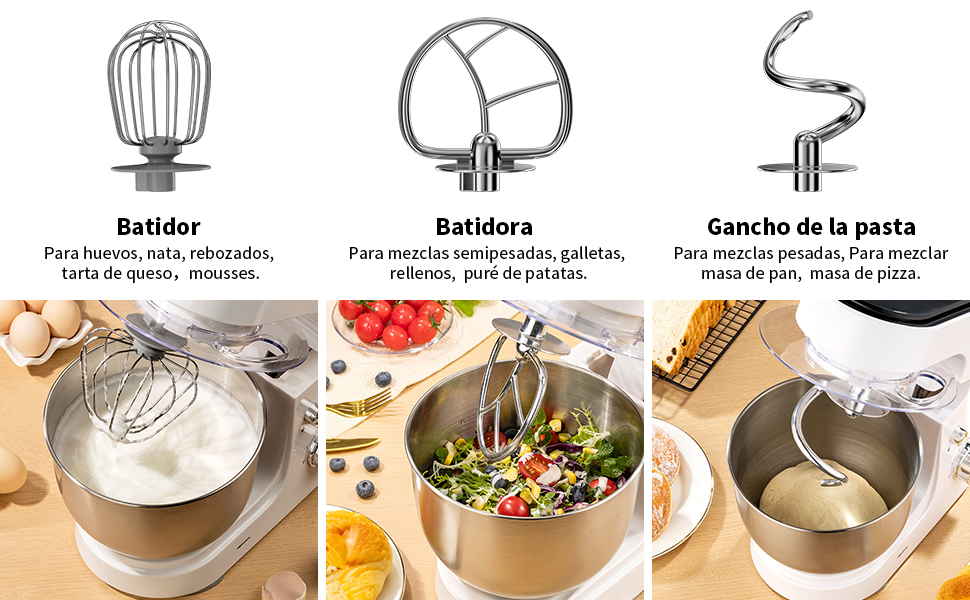 OCCULO Batidora de Pedestal 800W, Batidora Profesional con Juego de 6 Espátula de Silicona ...