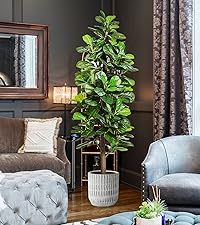 Amazon.com: Keeplush Fiddle Leaf Fig Tree Artificial 6ft - Faux Fiddle Leaf Fig Tree with White ...
