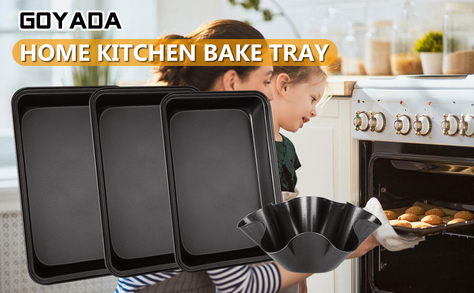 4pcs Non Stick Baking Trays for Oven, Carbon Steel Non Stick Oven Trays ...