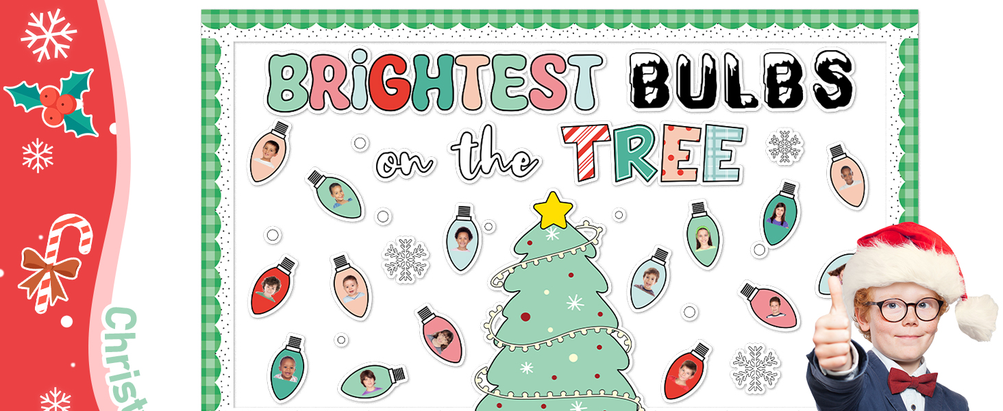 Amazon.com: Christmas Bulb Bulletin Board Decoration Christmas Tree ...