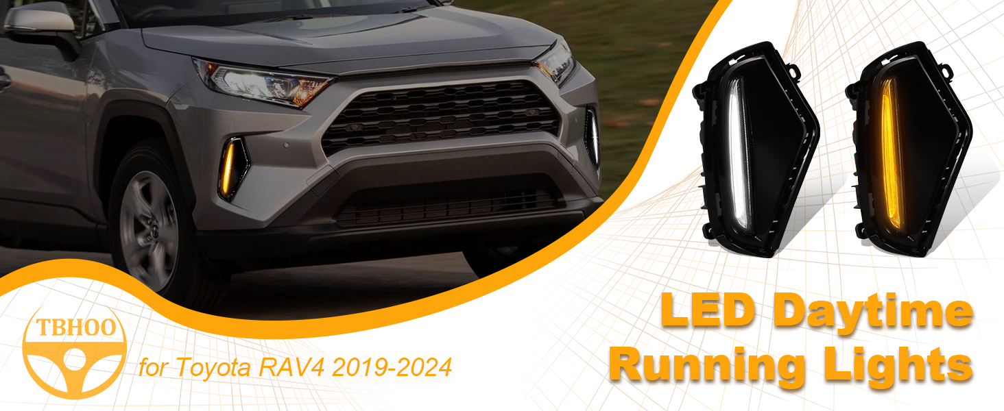 Amazon.com: Fog Lights Kit for Toyota RAV4 2019-2024 LED DRL Daytime Running Lights Amber Turn ...