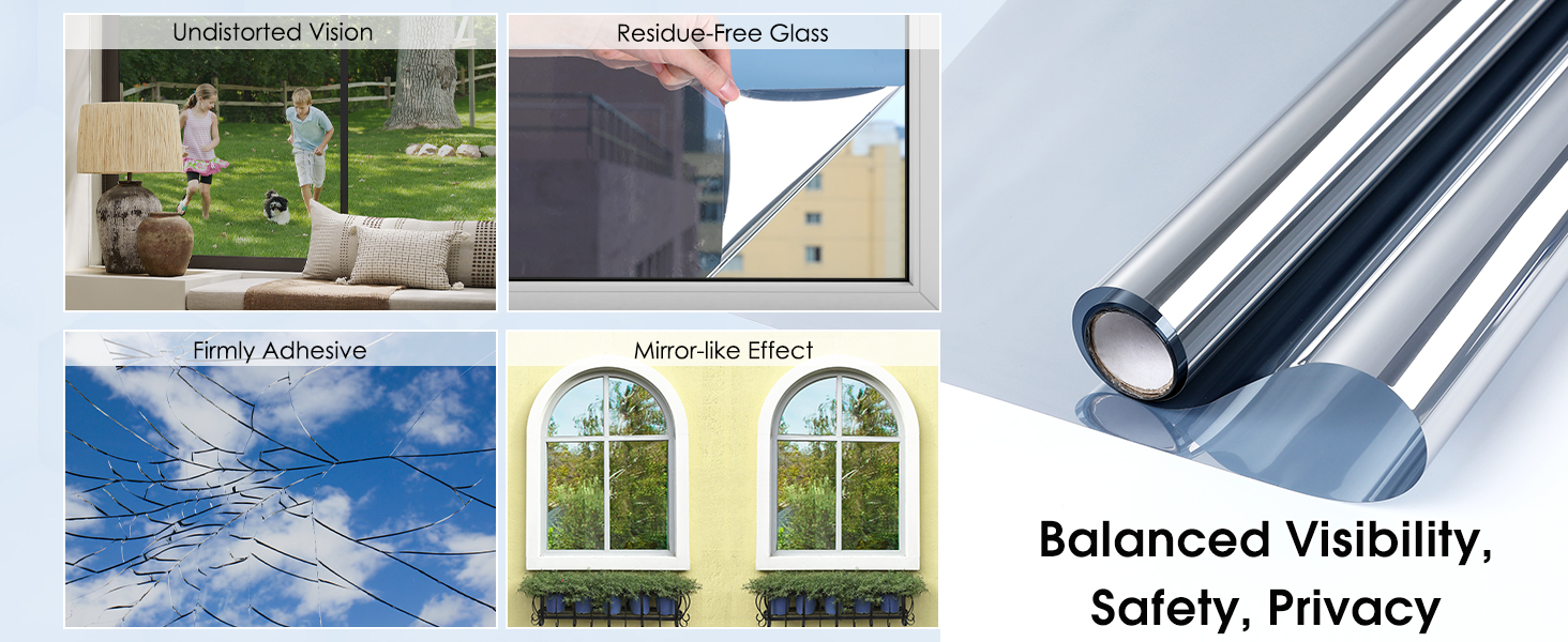 Amazon.com: rabbitgoo One Way Window Film Daytime Privacy Mirror Window Tint for Home Office ...