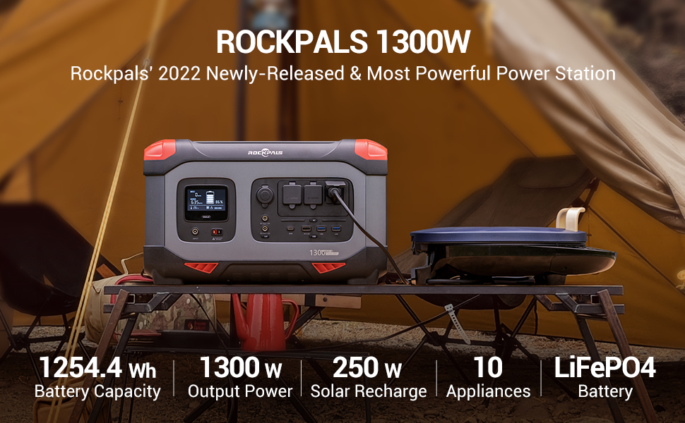 Amazon.com: ROCKPALS LiFePO4 Portable Power Station, 1300W(Peak 2000W) Battery Backup Power ...