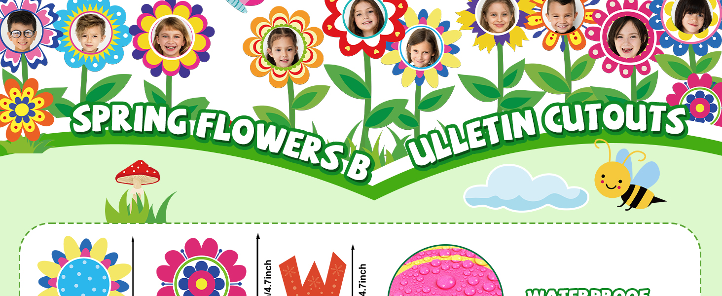 Amazon.com : 88Pcs Spring Bloom Flower Bulletin Board Decorations Set ...