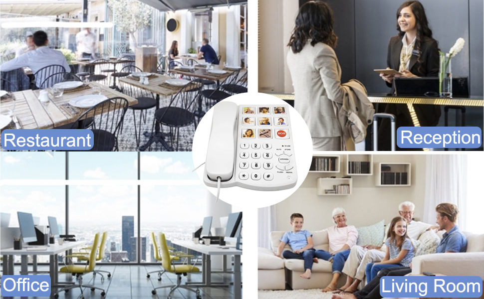 Amazon.com : Corded Phones for Seniors - 9 One-Touch Memory Speed Dialing Desktop Landline ...