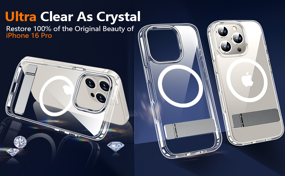 Amazon.com: xiwxi for iPhone 16 Pro Case with Kickstand,[Compatible with Magsafe][1*Screen ...