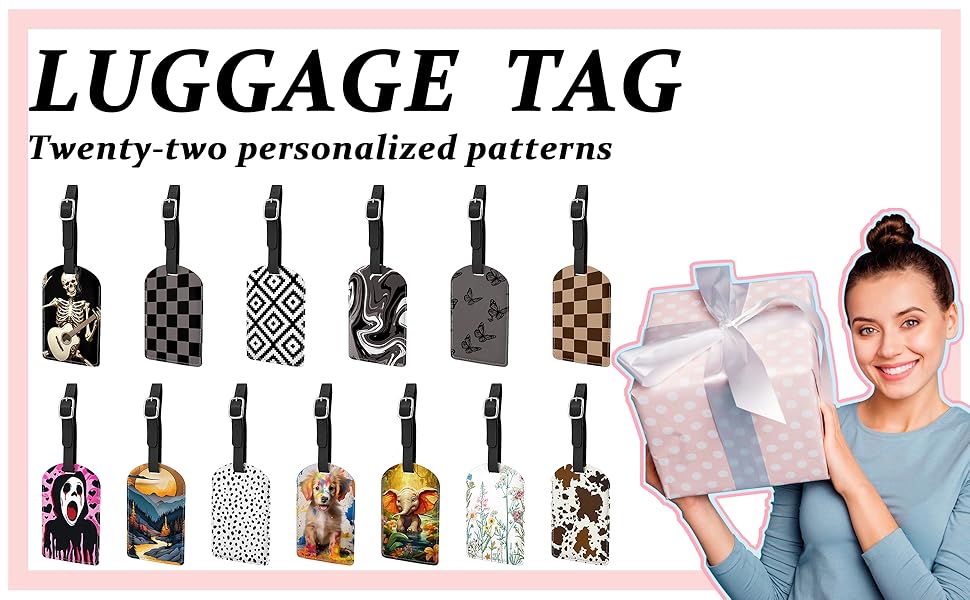 Amazon.com: Deokke 2 Pack Luggage Tag Suitcase Tags PU Leather Identifiers Privacy Cover Luggage ...