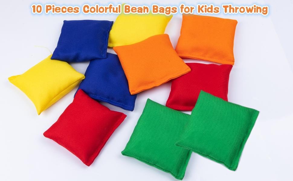 10 Pieces Bean Bags,4x4 inch Colorful Bean Bags for Kids Throwing, Mini Cornhole for Tossing ...