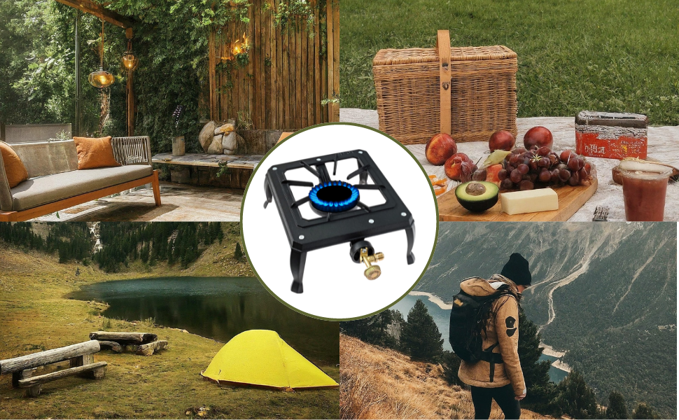 Amazon.com: Small Portable 15,000 BTU Propane Camping Stove – High Pressure Cast Iron Burner ...