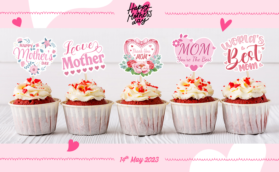 Amazon.com: 144PCS Happy Mother’s Day Cupcake Toppers Decorations – Mom ...