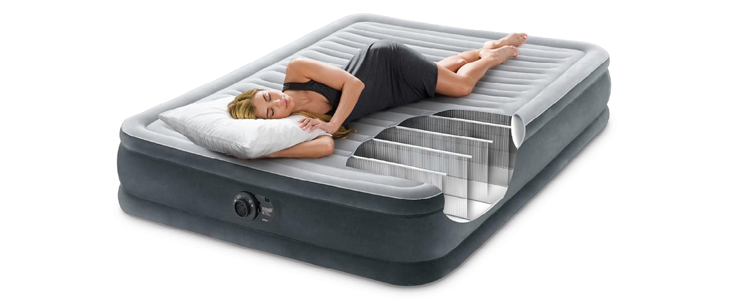 INTEX 67767ED Dura-Beam Deluxe Comfort-Plush Mid-Rise Air Mattress: Fiber-Tech – Full Size ...
