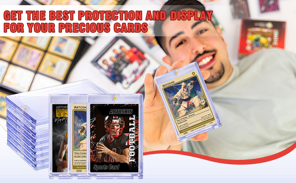 Amazon.com: 10ct Magnetic Card Holder, 35pt One Touch Card Holder for Baseball Cards, U-V ...