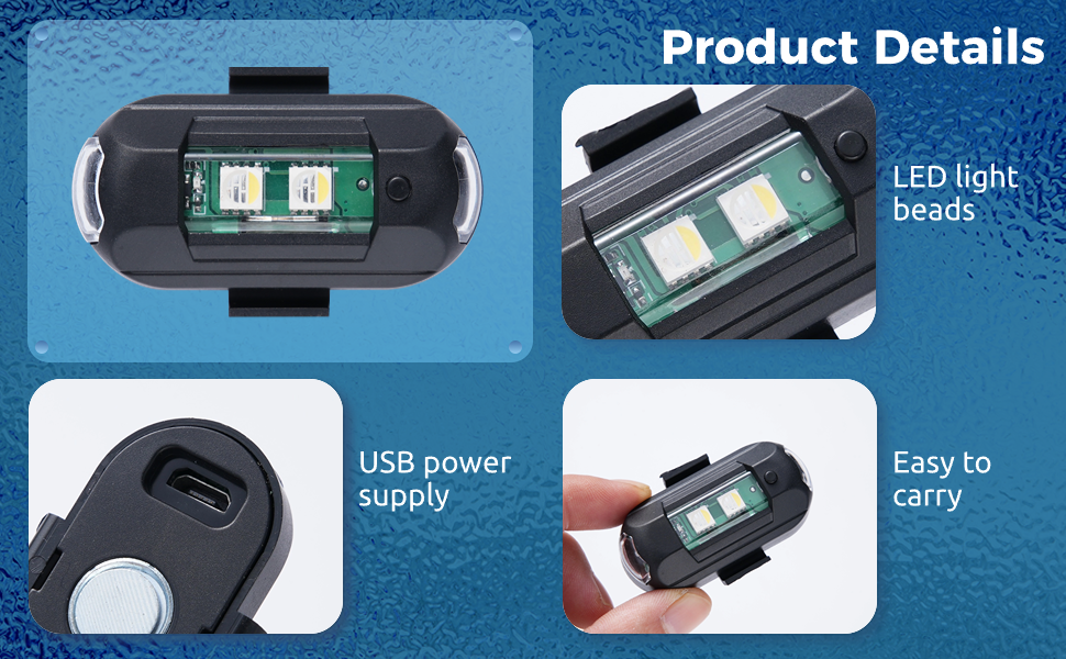 Amazon.com: 8PCS Mini LED Strobe Lights, RGB Aircraft Strobe Drone ...