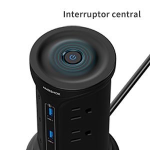 Extensión de Torre,Regleta de Alimentación,Regleta Multicontacto USB con 12 Tomas de CA y 3 USB ...