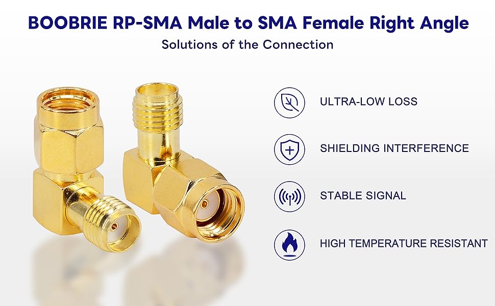 Amazon.com: Boobrie RP-SMA 90 Degree Adapter RP-SMA Male to SMA Female Right Angle Connector ...