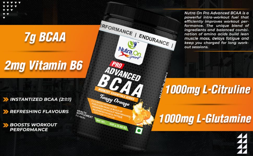 Nutra On Sport | Pro Advanced BCAA | 13.25g Protein Per Scoop | 2:1:1 Ratio | Premium Intra ...