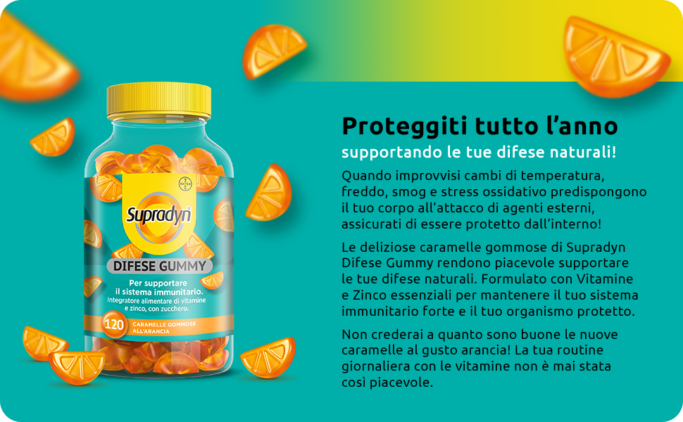Supradyn Difese Gummy Multivitaminico Caramelle, Integratore Multivitaminico Difese Immunitarie ...